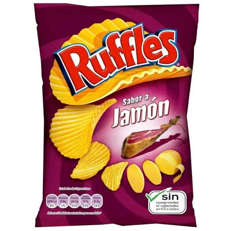 Pack de 20 Ruffles Matutano 45 gr - Sabor auténtico de jamón